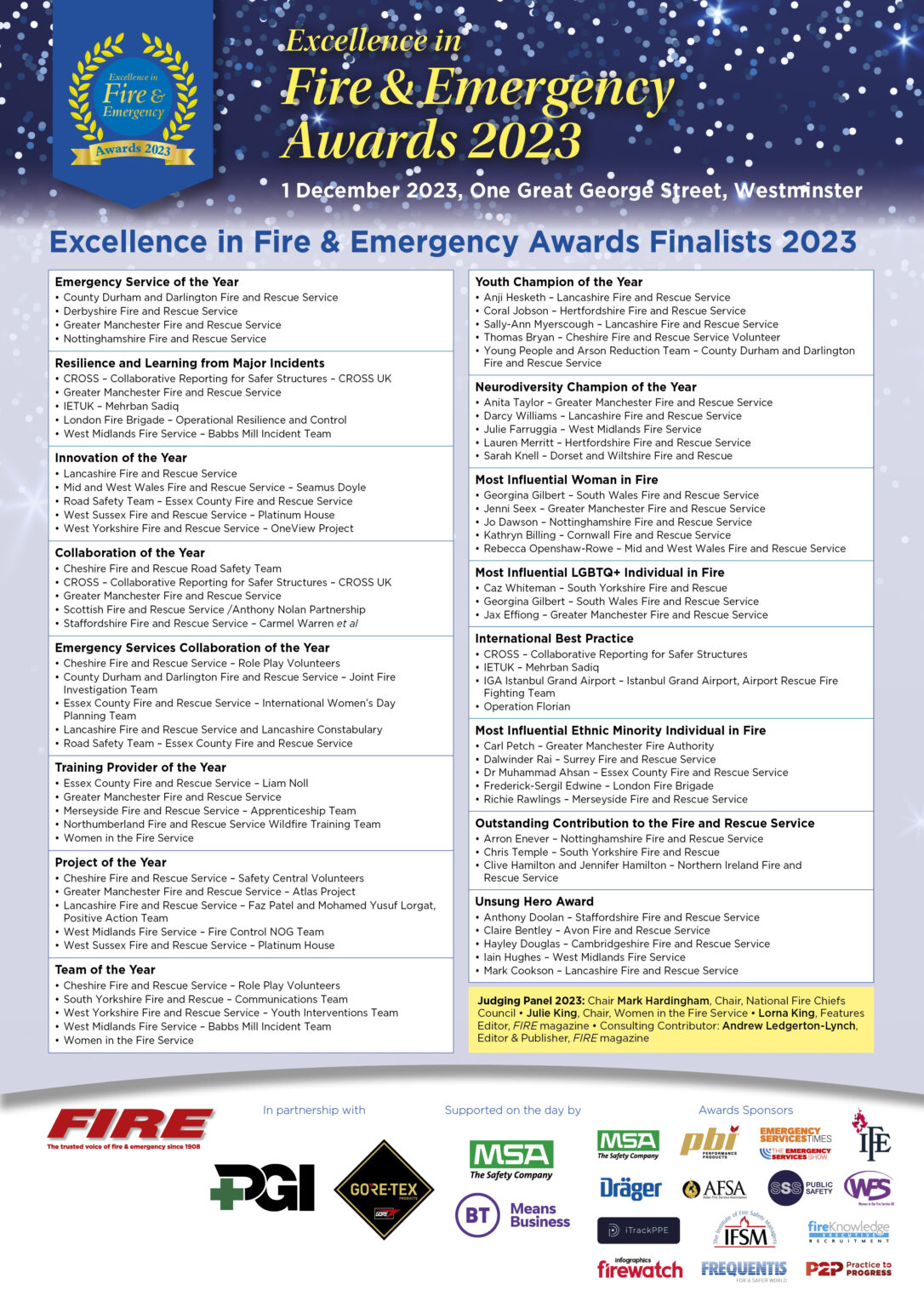 Finalists announced for the Excellence in Fire & Emergency Awards 2023 ...