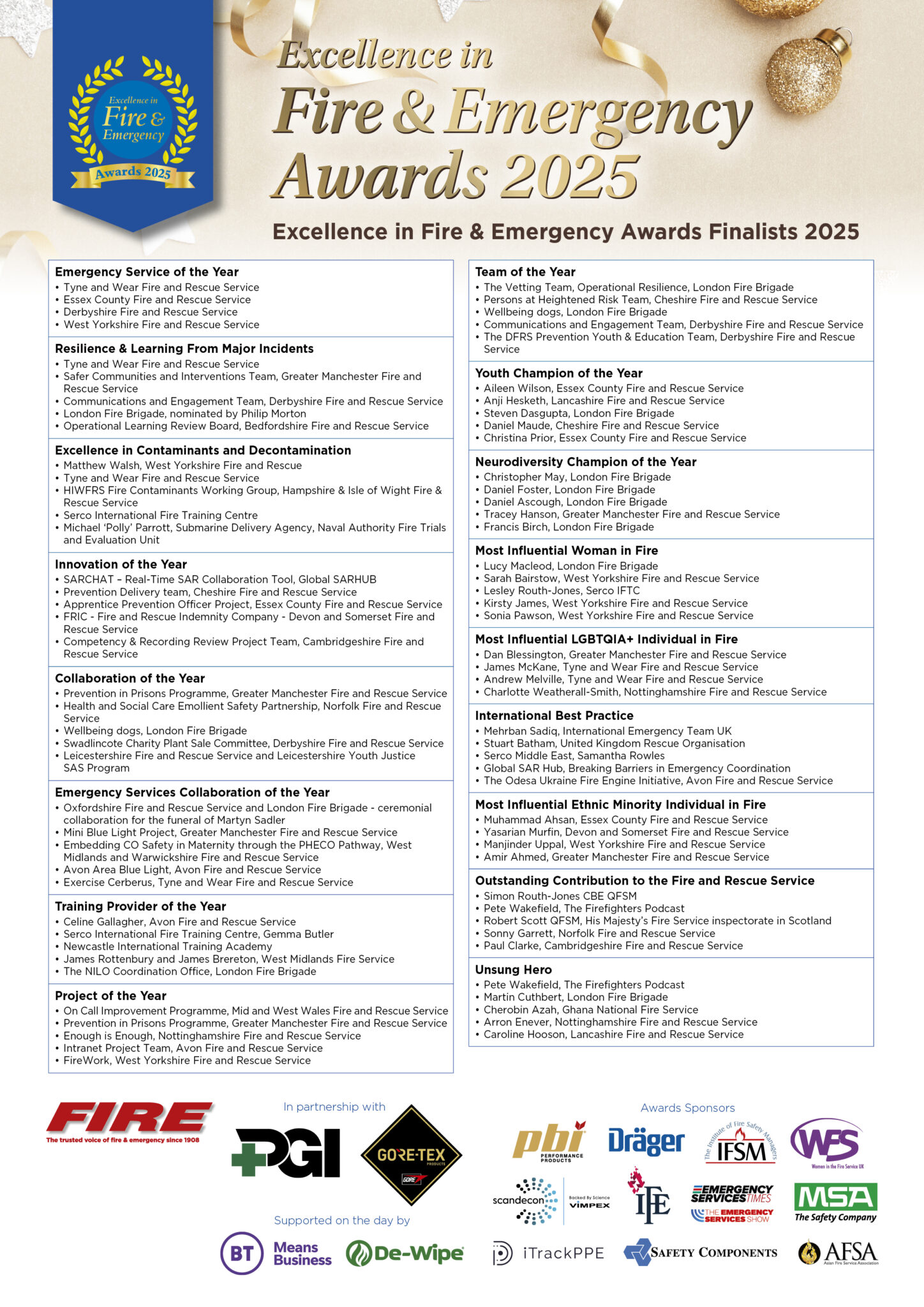 Shortlist Announced for the 2025 Excellence in Fire and Emergency Awards